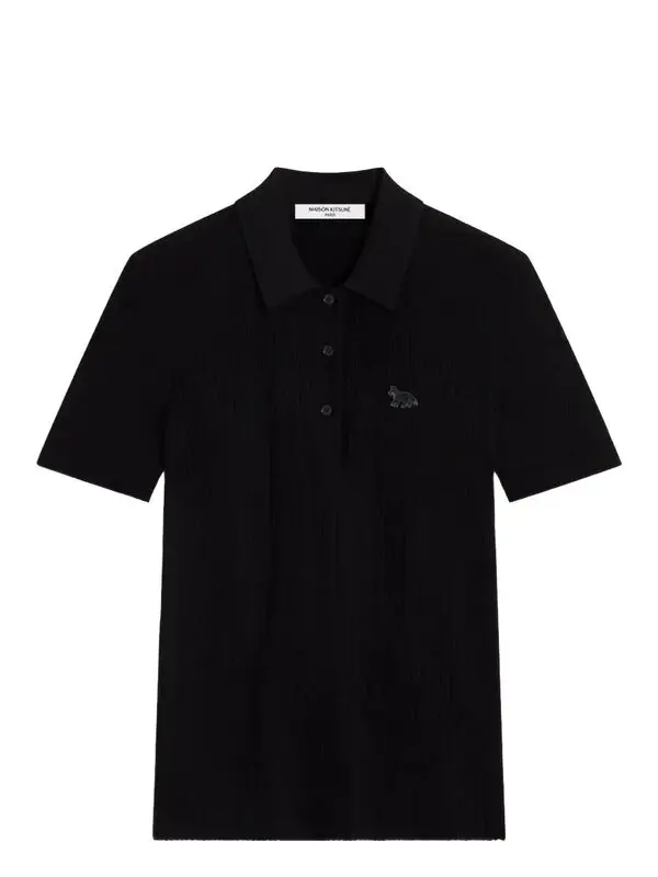 Maison Kitsuné Ribbed Logo Polo Shirt - Black
