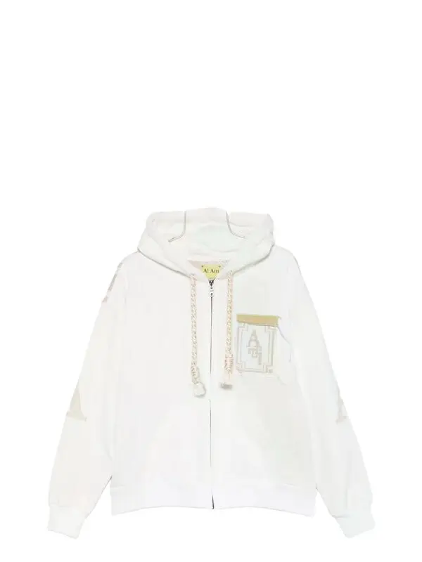 AL AIN Logo-patch Zip-up Hoodie - Neutrals