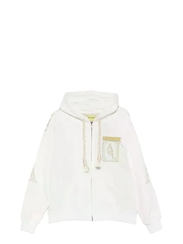 AL AIN Logo-patch Zip-up Hoodie - Neutrals