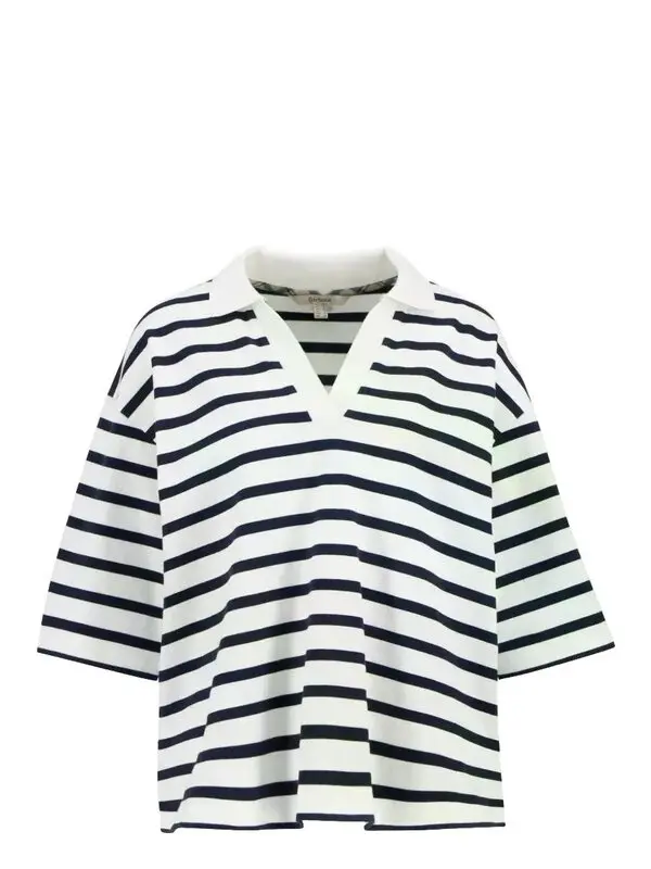 Barbour Inez Striped V-neck T-shirt - White