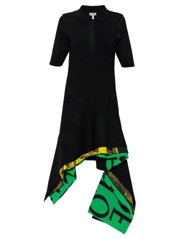 Loewe Asymmetric Graphic-print Dress - Black