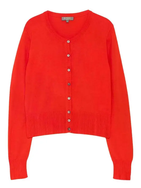 N.peal Ivy Cropped Cashmere Cardigan - Red