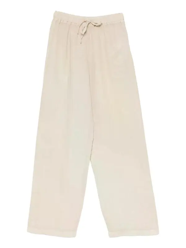 120% Lino Drawstring-fastening Trousers - Neutrals