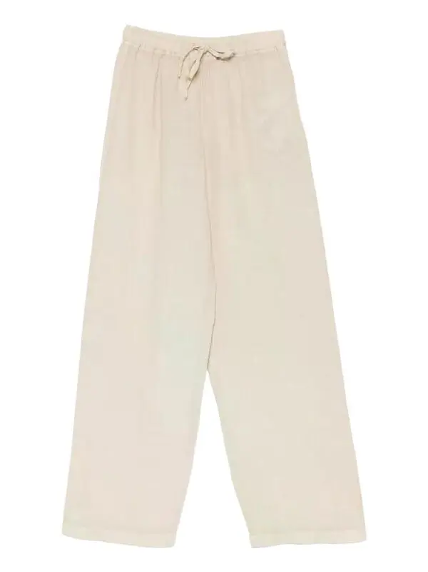120% Lino Drawstring-fastening Trousers - Neutrals