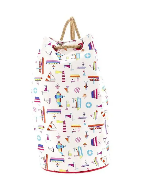 Hermès Petit Chalutier Duffle Bag Printed Canvas - Multicolor/ Black/ Brown/ White