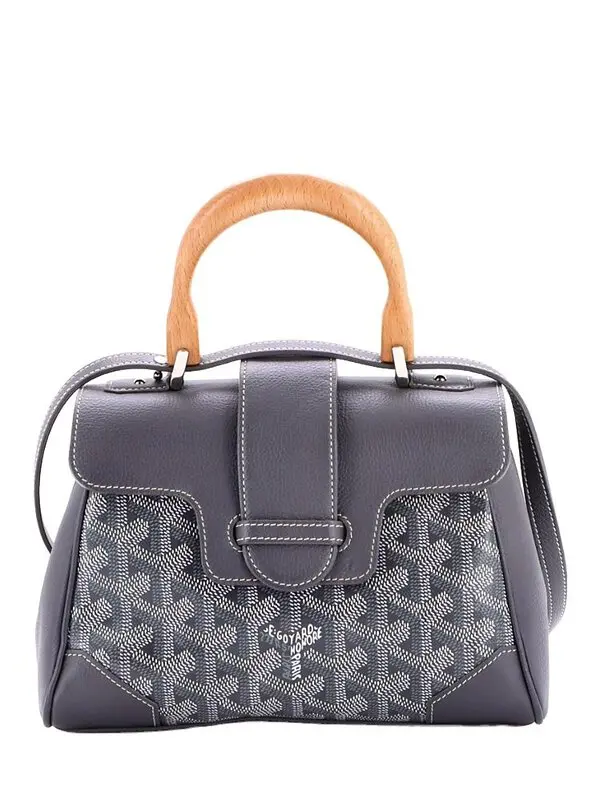 Goyard Saigon Top Handle Bag Coated Canvas With Leather - Gray