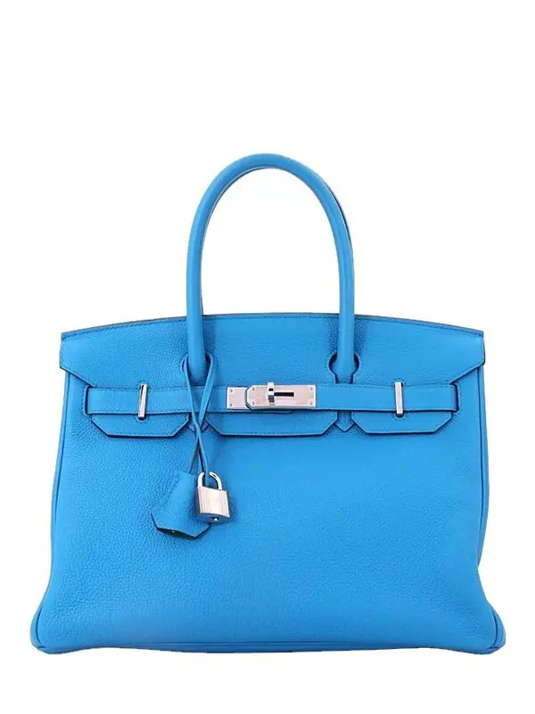 Hermès Birkin 30 Handbag Verso Togo With Palladium Hardware - Verso - Bleu Zanzibar/malachite