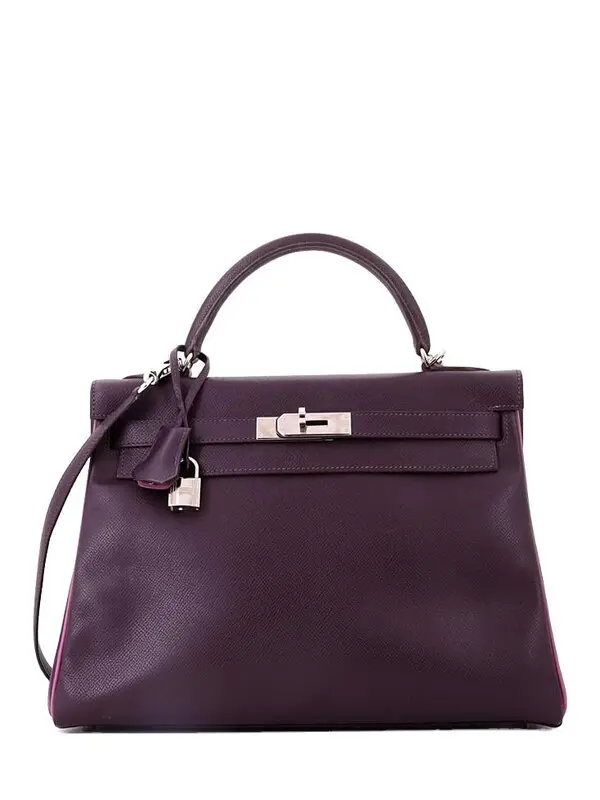 Hermès Kelly 32 Handbag Bicolor Epsom With Palladium Hardware - Bicolor - Raisin/cyclamen