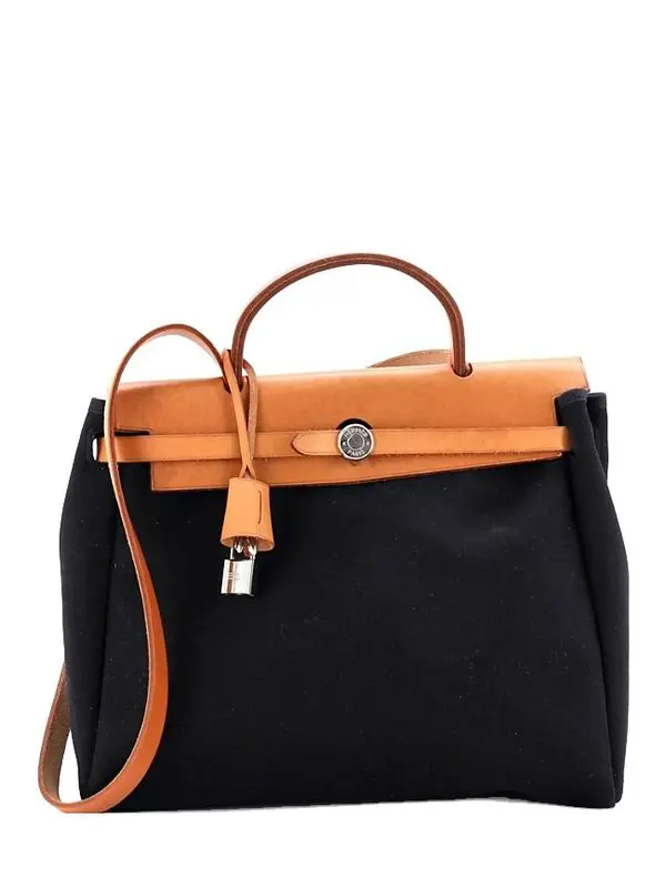 Hermès Pm Herbag Toile And Leather - Neutral/ Black/ Natural