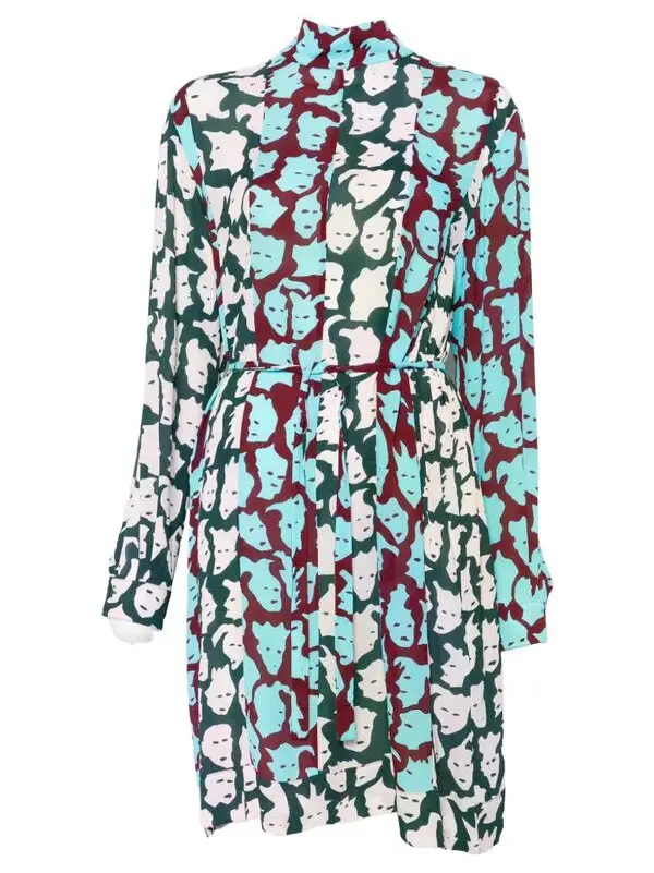 Missoni Faces-print Belted Dress - Brown