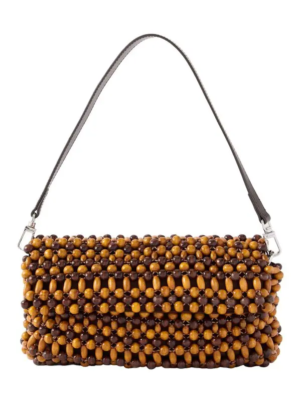 Staud Timmy Wooden-beaded Shoulder Bag - Brown