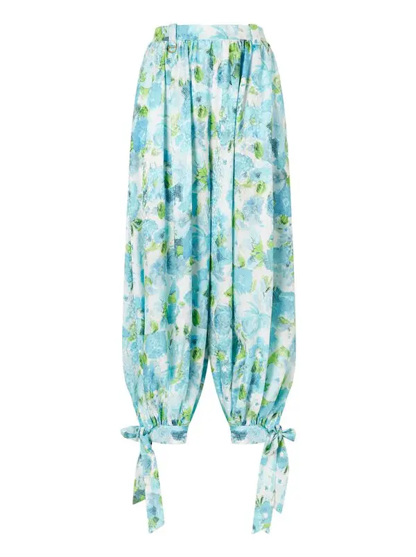 Chloé Floral-print Cropped Pants - Blue