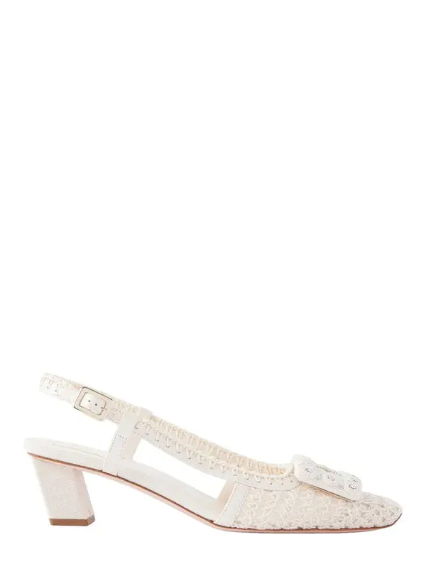 ROGER VIVIER Belle Vivier 45 Crochet Pumps - Neutrals