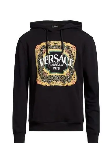 Versace Hooded Cotton Sweatshirt With Logo - Black