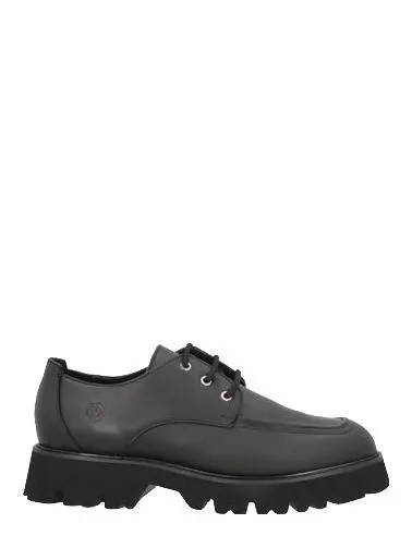 POLLINI Lace-up Calfskin Derby Shoes - Black