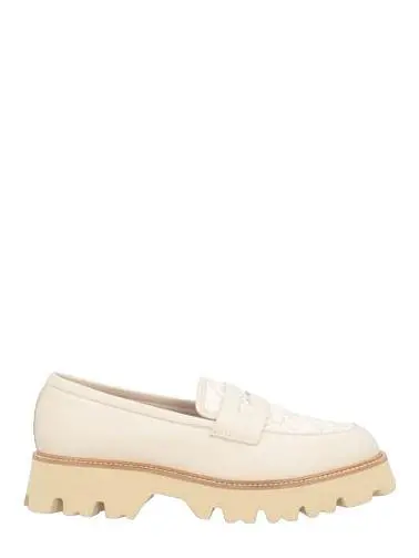 POLLINI Loafers In Leather And Synthetic Material - Beige