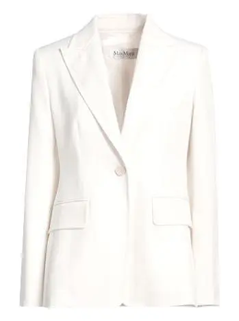 Max Mara Single-breasted Virgin Wool Blazer - White