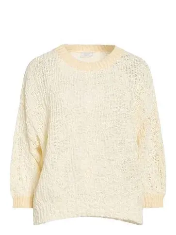 Peserico Cotton-viscose Sweater With Metallic Trim - White