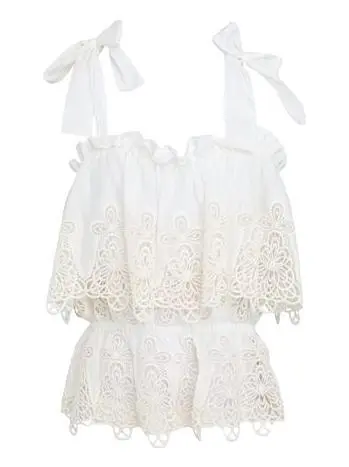 Dolce & Gabbana Top In Cotton And Polyester With Lace - White