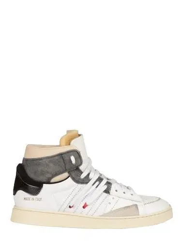 HIDNANDER Leather High-top Sneakers - White