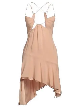 Andamane Mini Asymmetric Pleated Dress - Beige