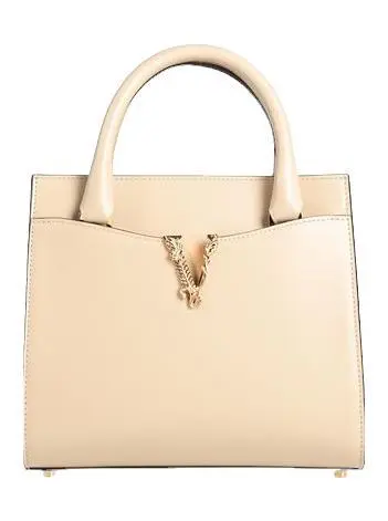 Versace Calfskin Tote Handbag - Beige