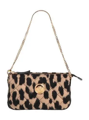 Versace Baguette Bag With Leopard Print And Chain Handle - Beige