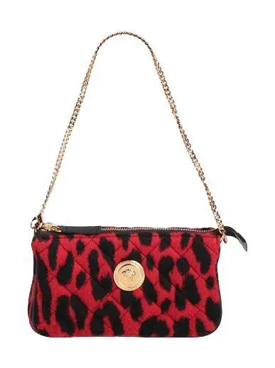Versace Baguette Bag With Leopard Print And Chain Handle - Red