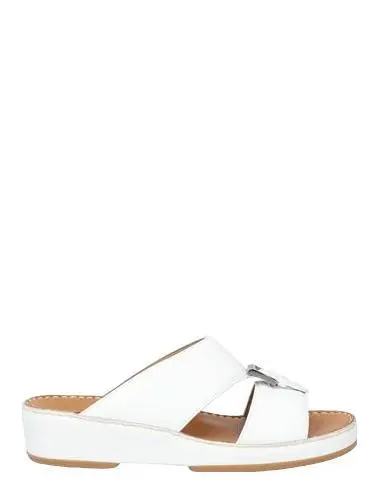 Bally Pebbled Leather Wedge Sandals - White