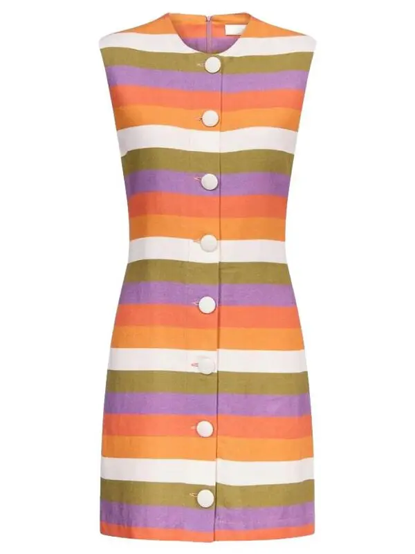 DESTREE Striped Button Detailed Dress - Multi