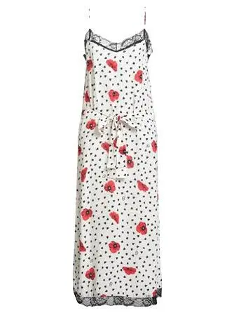 TWINSET Midi Floral-print Slip Dress With Lace Trim - White