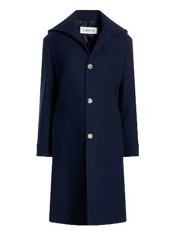 LANVIN Single-breasted Virgin Wool & Cashmere Coat - Blue