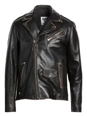 BERNA Leather Biker Jacket - Black