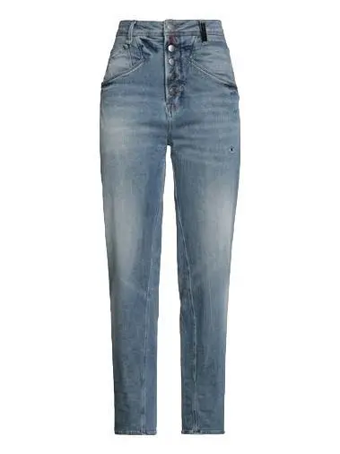 High Tapered Jeans In Stretch Denim - Blue
