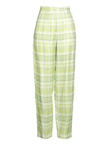 LIU •JO Light Linen Tartan Pants - Green