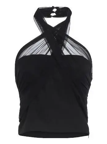 GAËLLE PARIS Woven Halterneck Top - Black