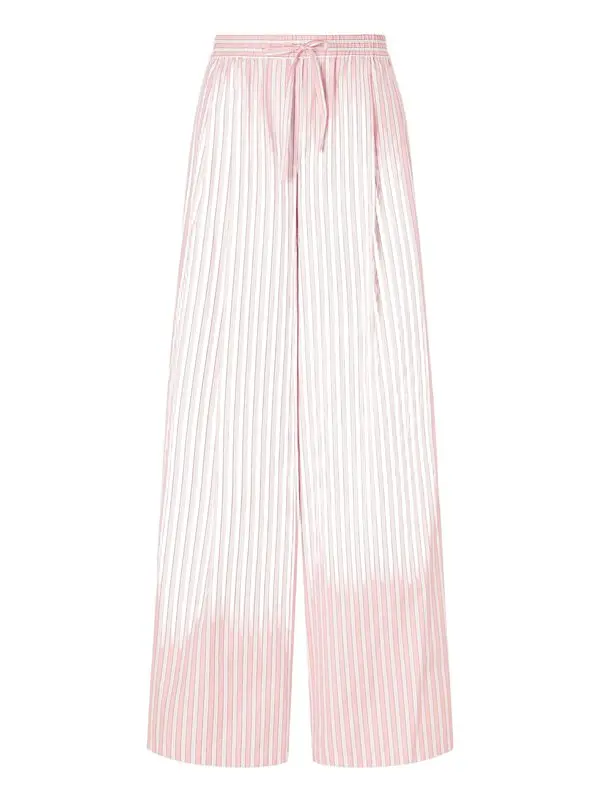 Dolce & Gabbana Pleated Striped Cotton-poplin Wide-leg Pants - Pink