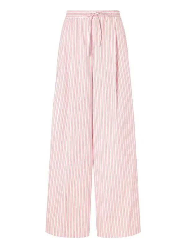 Dolce & Gabbana Pleated Striped Cotton-poplin Wide-leg Pants - Pink
