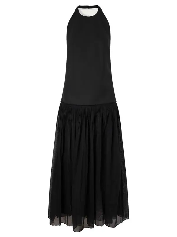 RÓHE Pleated Halter Maxi Dress - Black