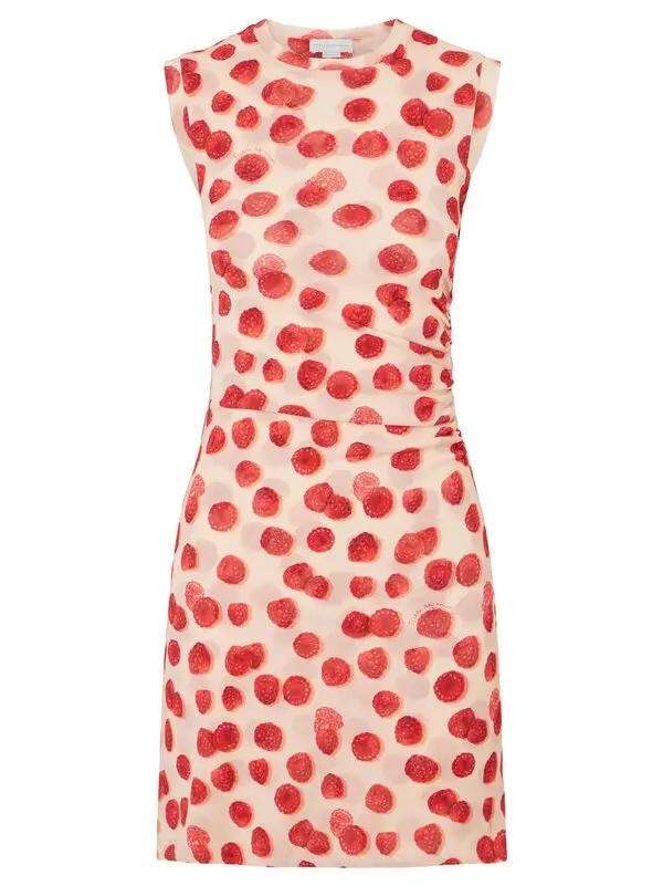 Stella McCartney Gathered Printed Mesh Mini Dress - Orange