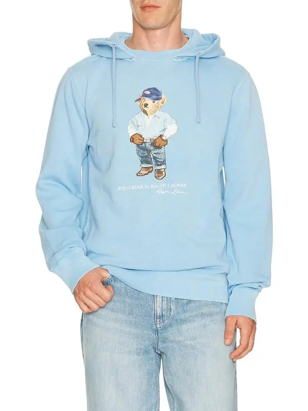 Polo Ralph Lauren Long Sleeve Denim Bear Hoodie - Chambray Blue Denim Bear