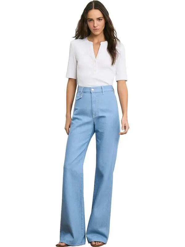 Veronica Beard Crosbie Flap Pocket Wide Leg Jeans - Bayside