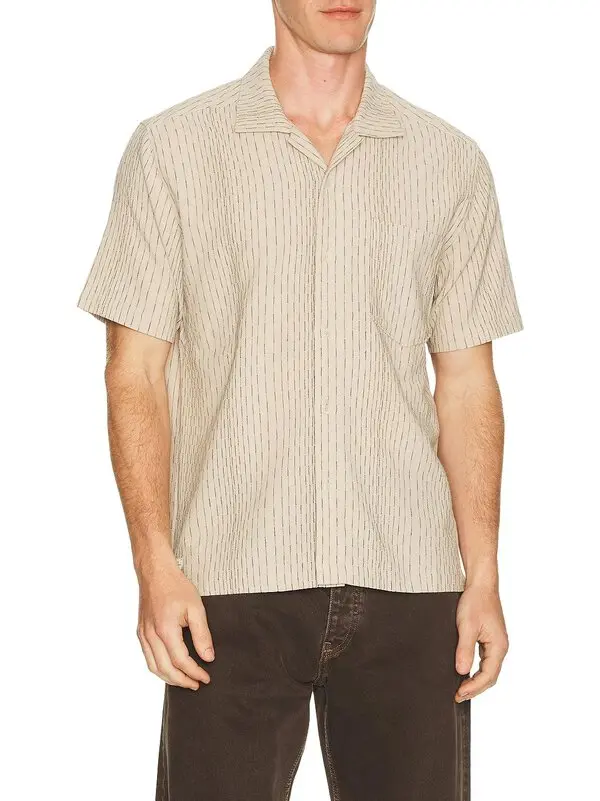 PERCIVAL Leland Cuban Shirt In Beige - Ecru