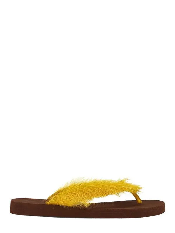 Marni Sandal In Yellow - Yellow & Brown