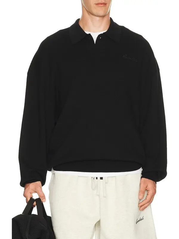 Fear Of God Signature 90's Knit Polo In Black - Vintage Black