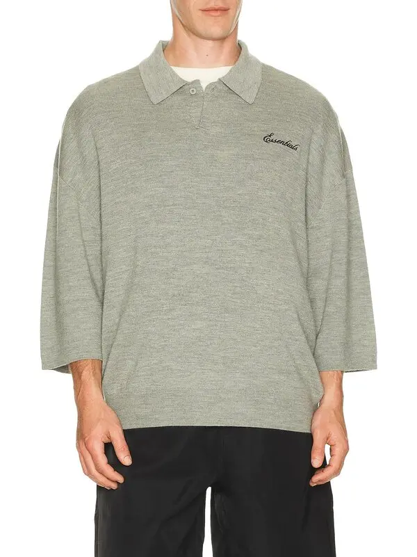 Fear Of God Signature 3/4 Sleeve 90's Knit Polo - Concrete Heather