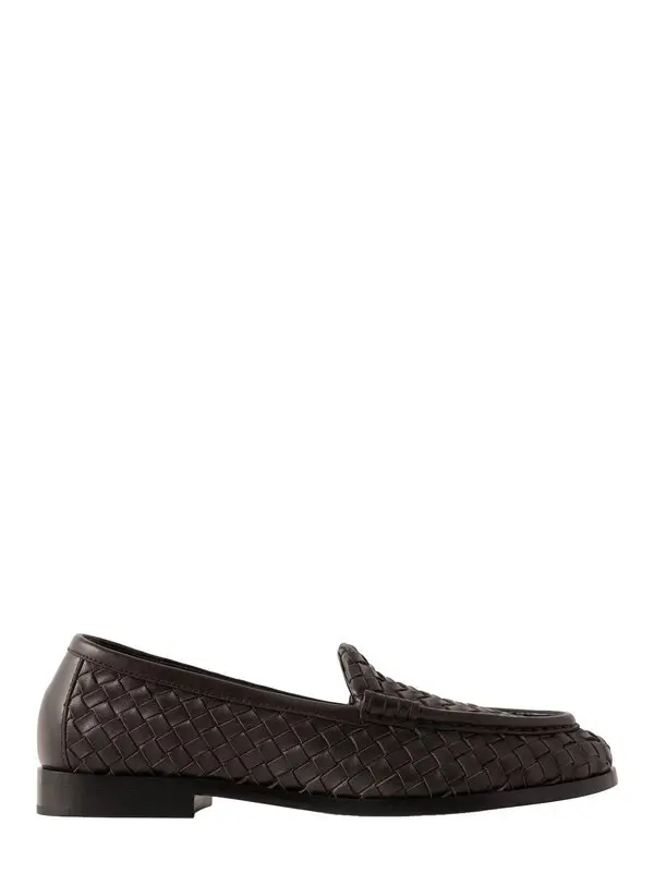Bottega Veneta Silenzio Intrecciato Leather Loafers - Brown