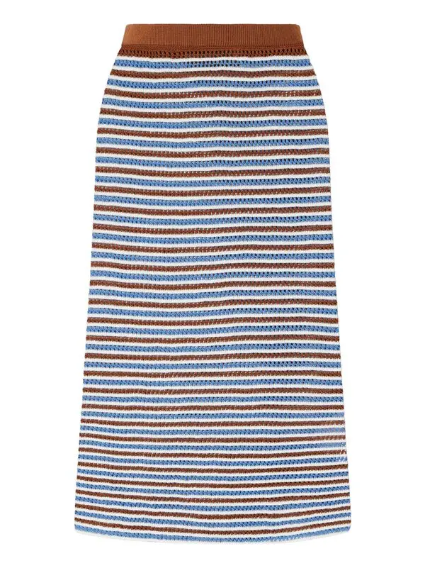 Marni Striped Open-knit Cotton Midi Skirt - Brown