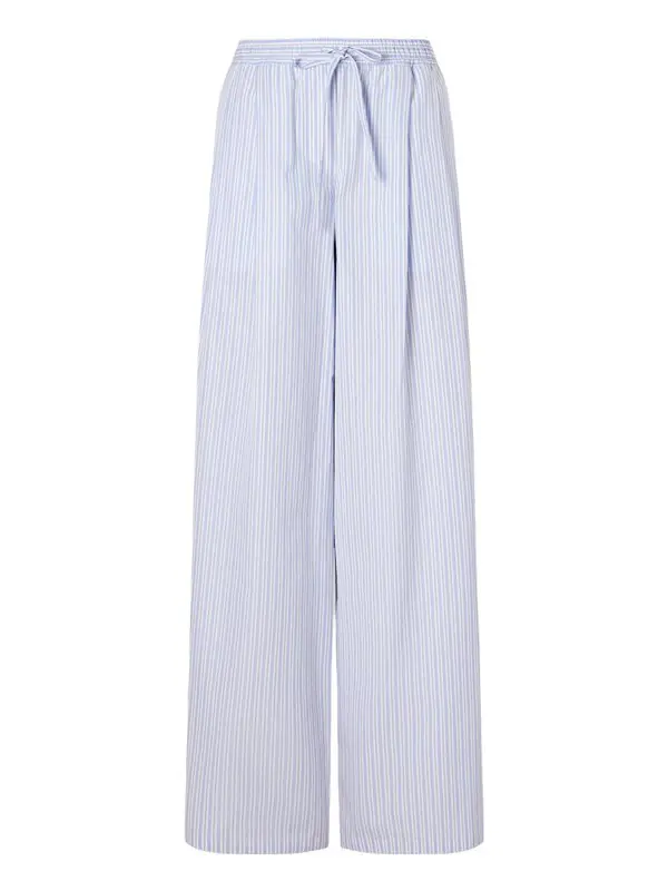 Dolce & Gabbana Pleated Striped Cotton-poplin Wide-leg Pants - Blue
