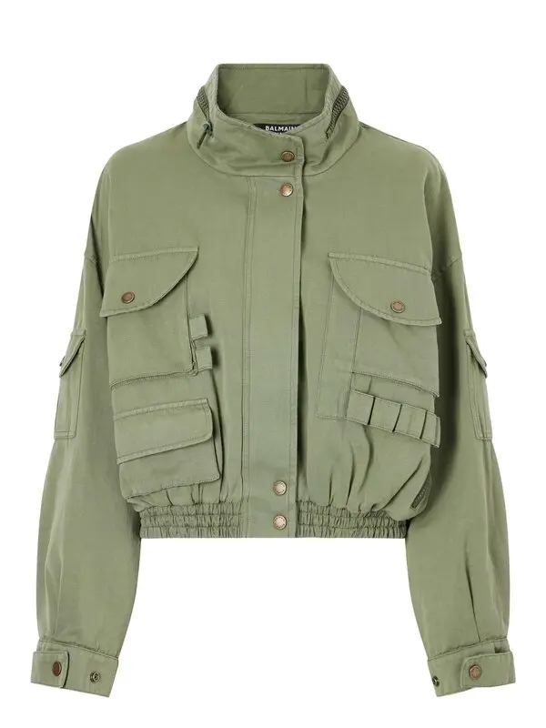 Balmain Cotton And Linen-blend Twill Bomber Jacket - Army Green